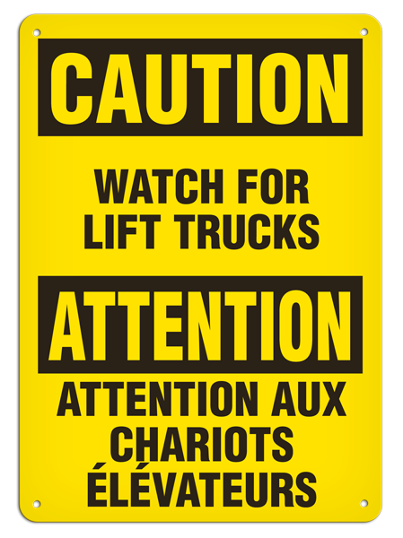 INCOM® SS6007P SAFETY SIGN, BILINGUAL CAUTION – WATCH FOR LIFT TRUCKS ...