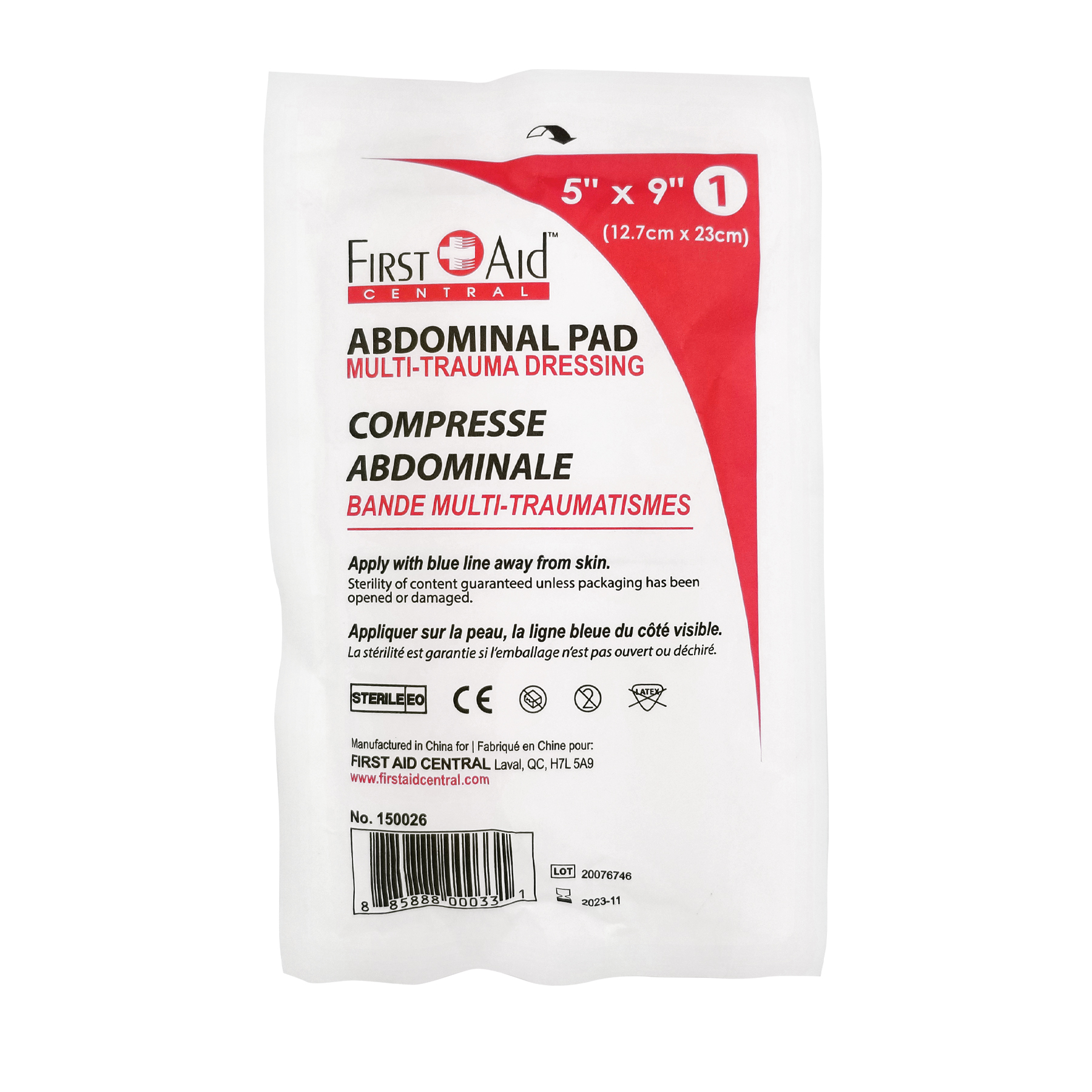 First Aid Central 150026 Trauma Pad, 12.7 x 22.9cm (5" x 9 ...