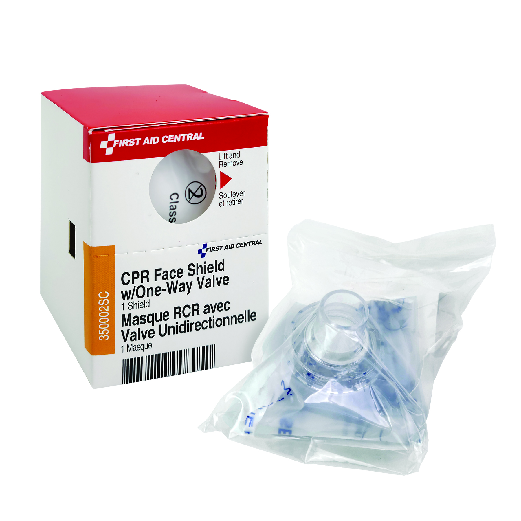 First Aid Central 350002SC CPR Face Shield w/One-Way Valve ...