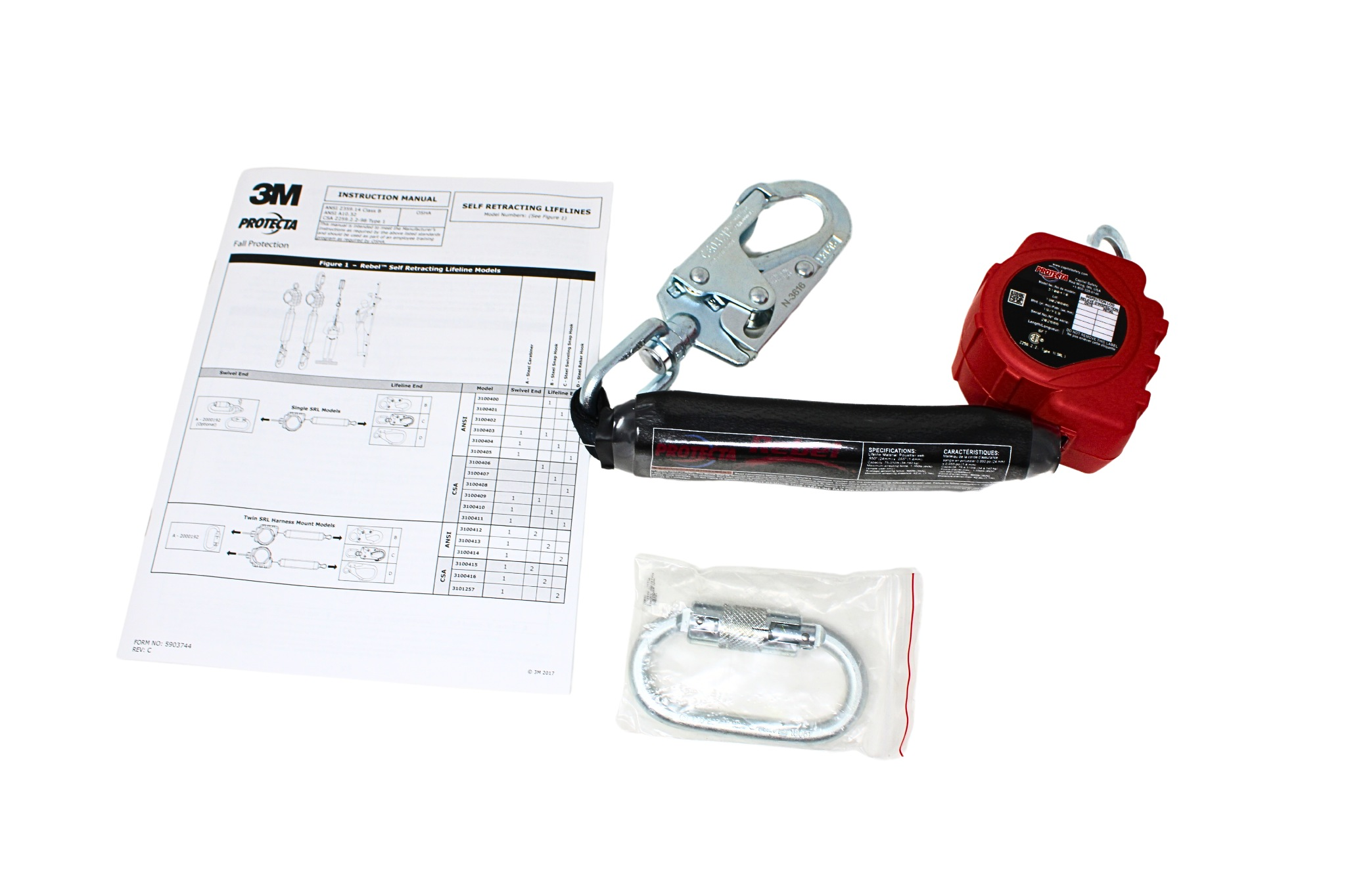 3M™ 3100410 PROTECTA® Rebel™ Self Retracting Lifeline, 6 ft (1.8 m) Web ...